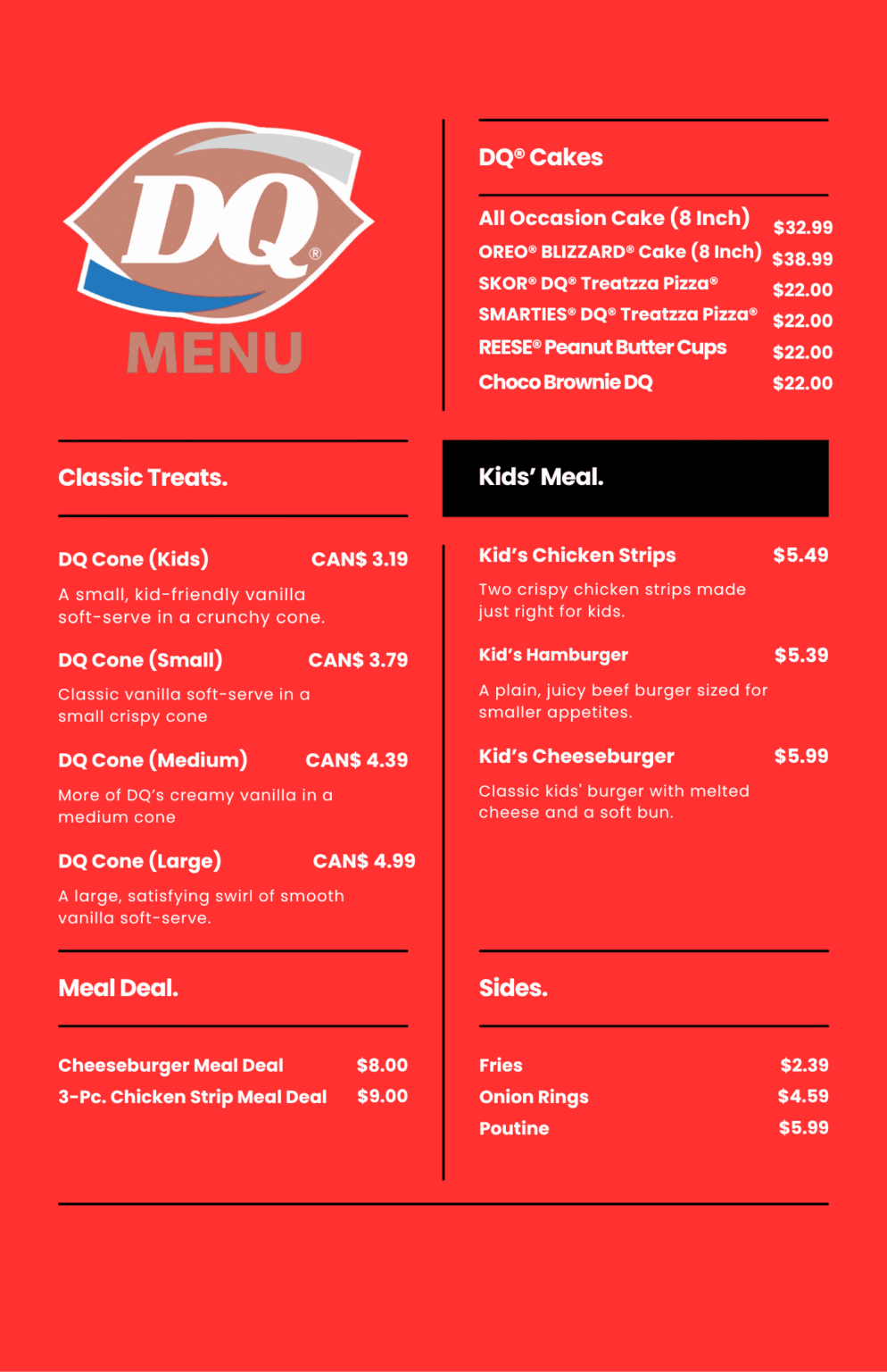 Dairy Queen Canada Menu with Prices Updated on August 28, 2025